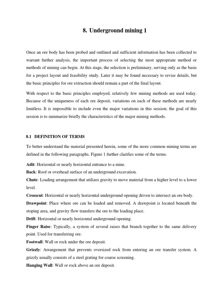 08 TESME Underground Mining 1 | PDF