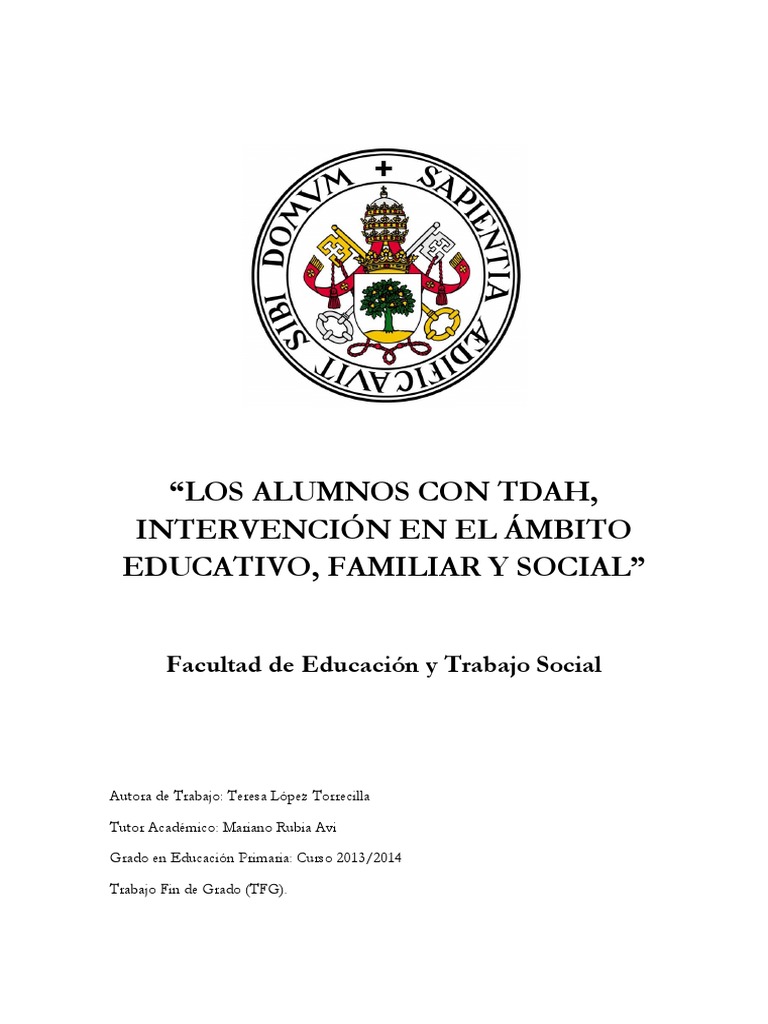 TFG-G 572 Tdah | PDF | Desorden hiperactivo y deficit de atencion | Aprendizaje