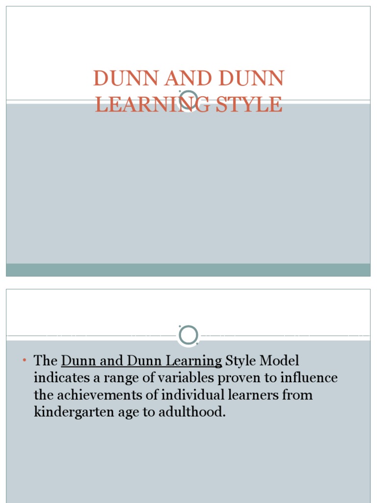Dunn and Dunn Learning Style | PDF | Career & Growth | Wellness