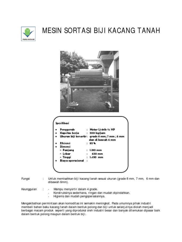 Leaflet Mesin Sortasi Biji Kacang Tanah | PDF