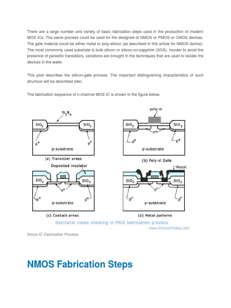 NMOS Fabrication Steps | PDF | Semiconductor Device Fabrication | Mosfet