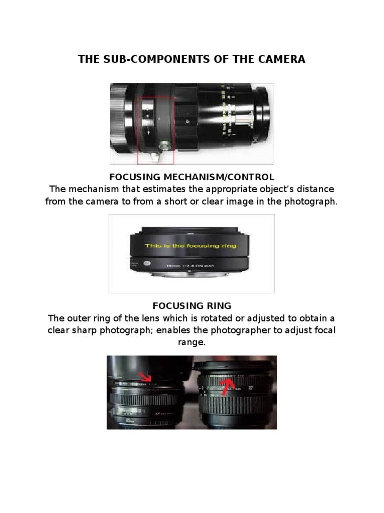 The Sub-Components of The Camera: Focusing Mechanism/Control | PDF ...