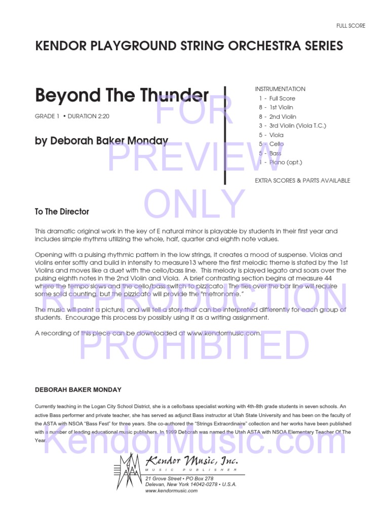 Beyond The Thunder String Ensemble | PDF | Double Bass | Cello