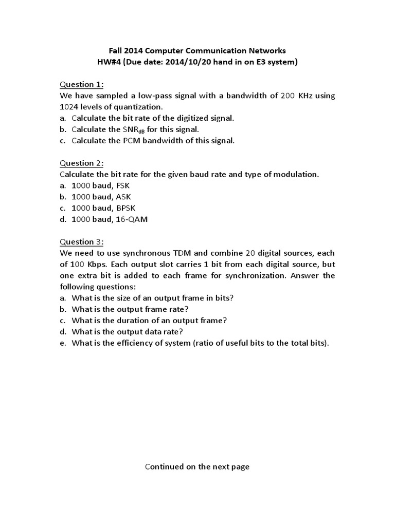 Fall 2014 Computer Communication Networks HW#4 (Due Date: 2014/10/20 Hand in On E3 System) | PDF ...