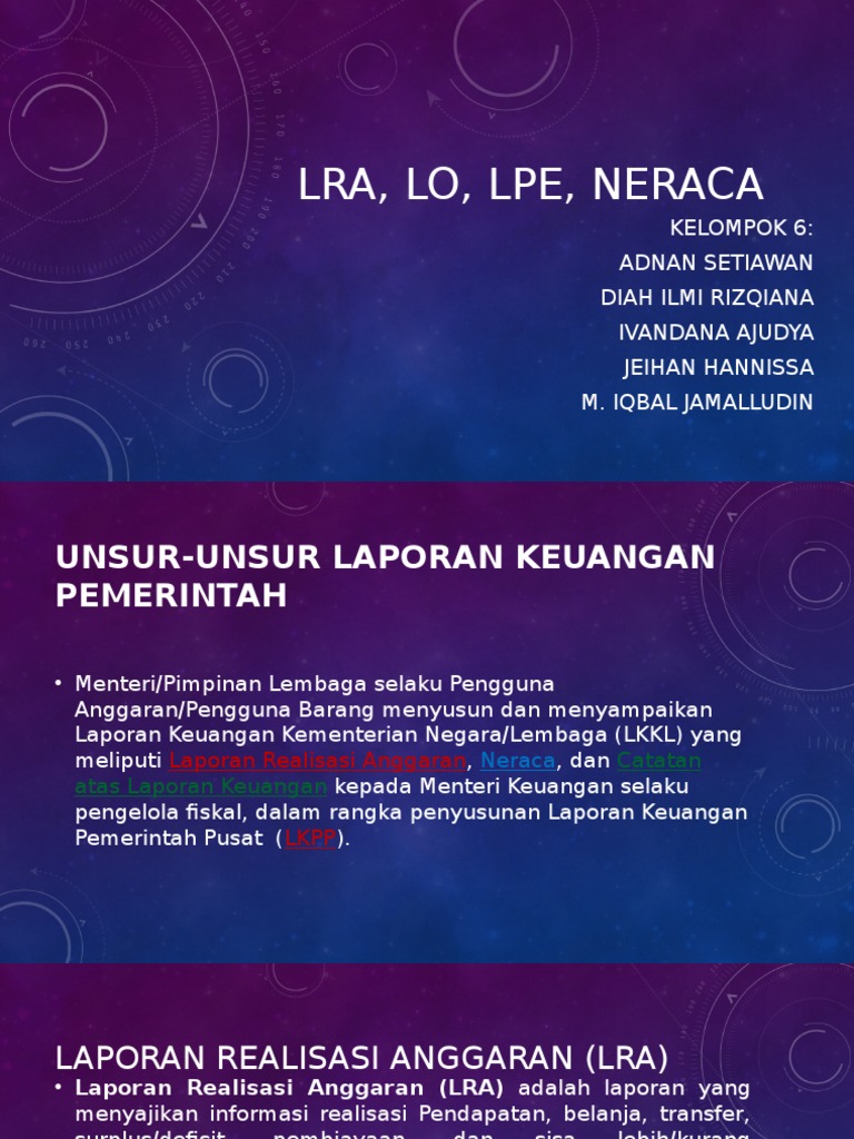PPKN - Tugas Kelompok 9 - LRA, LO, LPE, NERACA | PDF