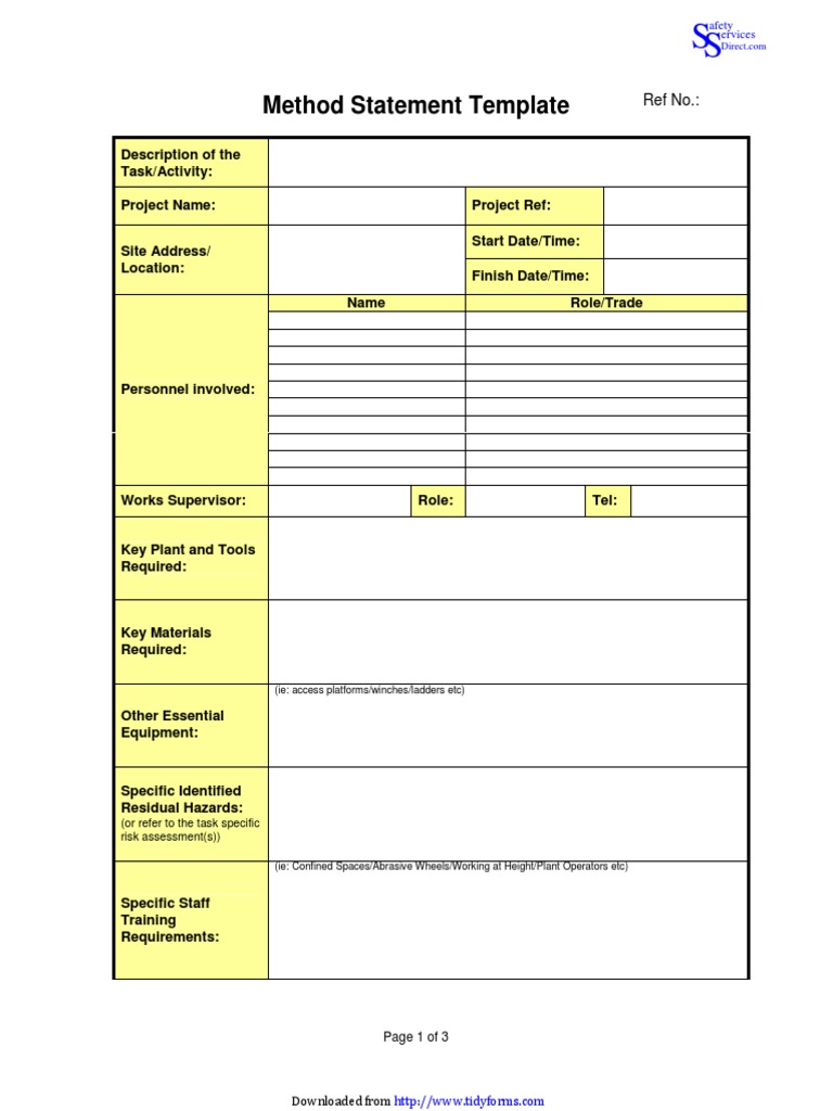 Method Statement Template 1 PDF | PDF