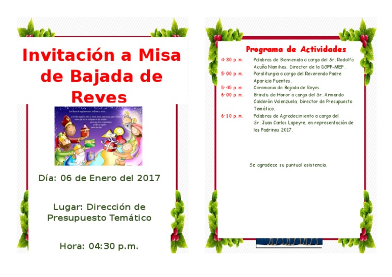 Invitación a la Bajada de Reyes 2017 | PDF | Cocina, comidas y vino