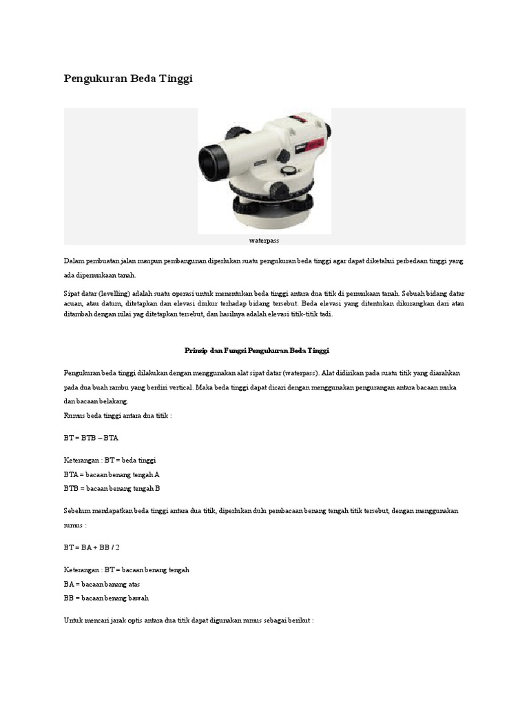 Pengukuran Beda Tinggi | PDF