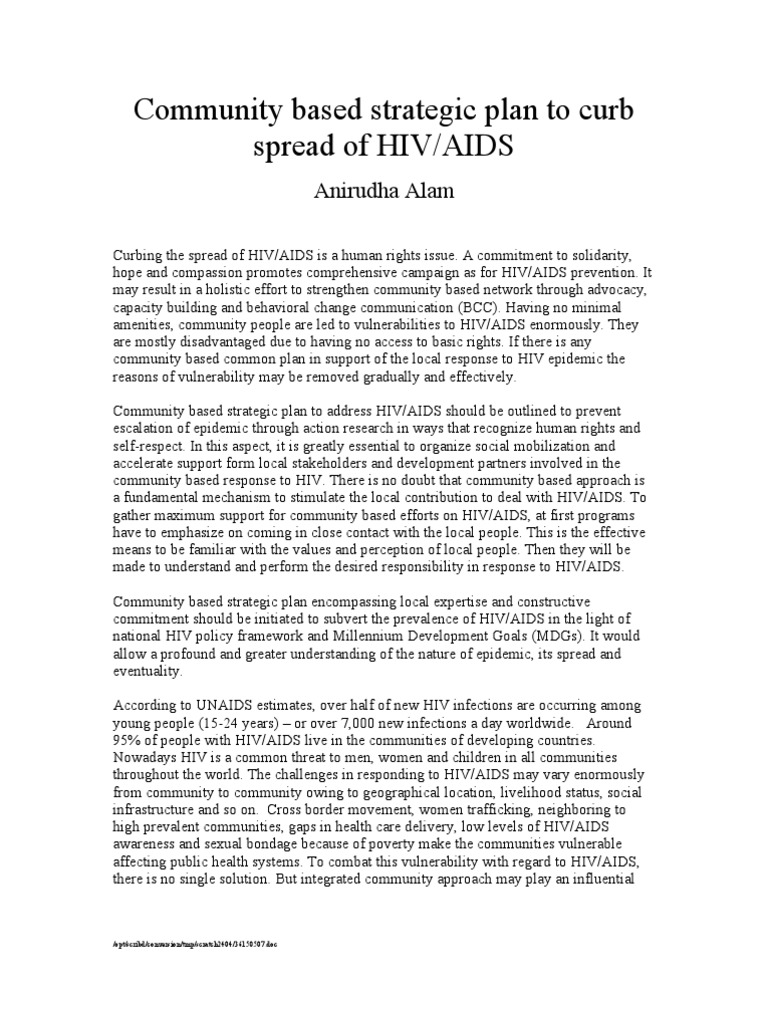 Community Based Strategic Plan To Curb Spread of HIV/AIDS | PDF | Hiv ...