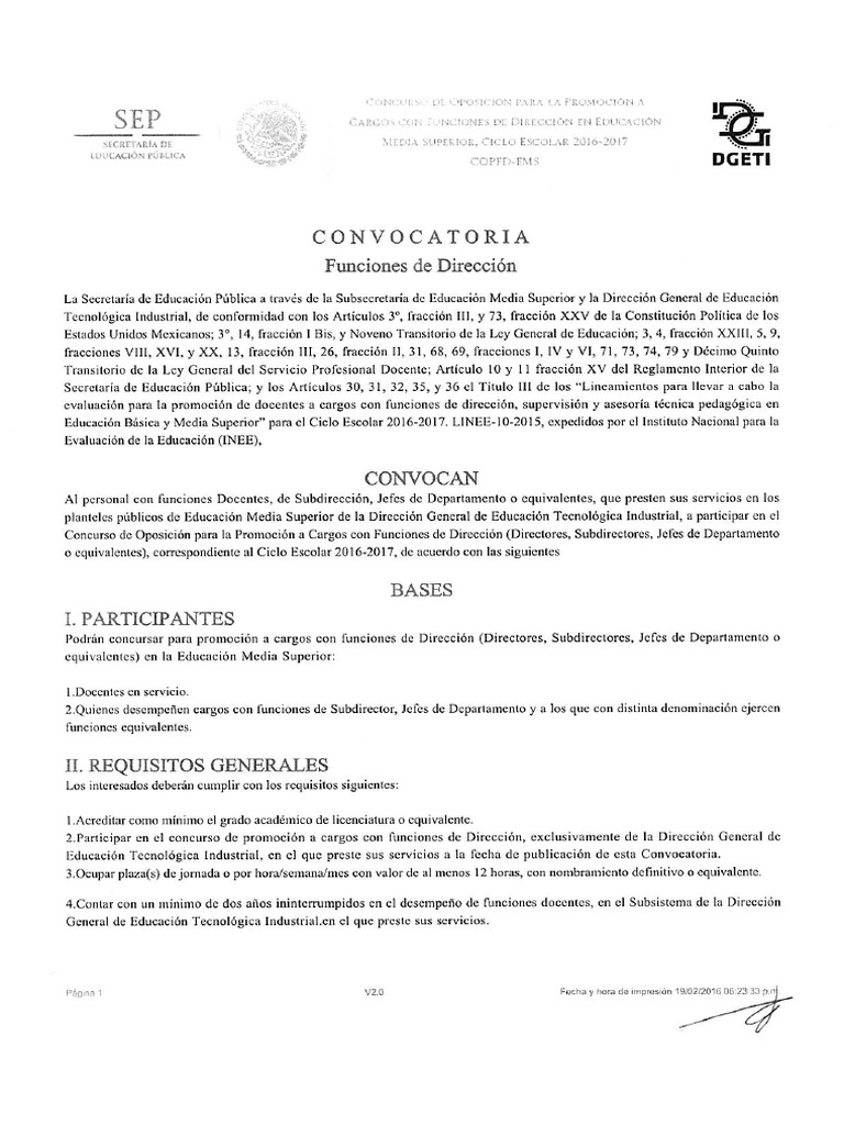 Conv Dir Dgti Sems 2016 | PDF