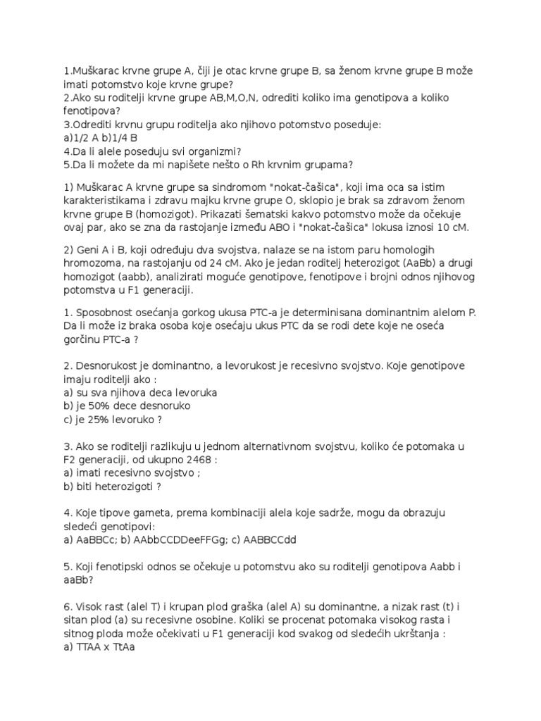 Zadaci Iz Genetike | PDF