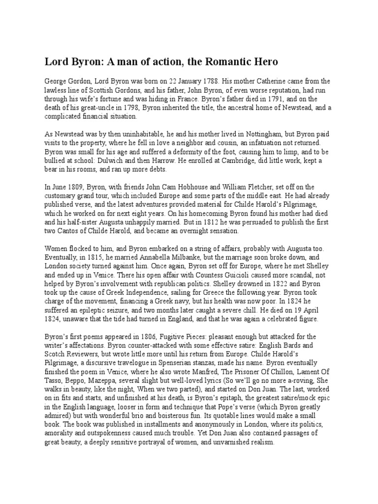 Lord Byron | PDF | Lord Byron | Romanticism