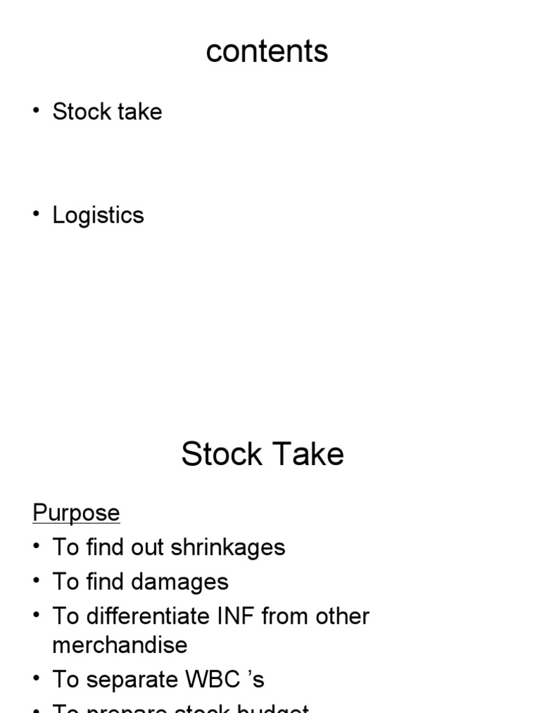 Stock Take | PDF | Logistics | Business Process