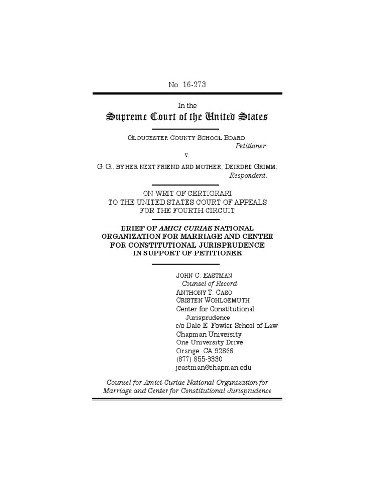 Brief Of Amici Curiae National Organization For Marriage And Center For