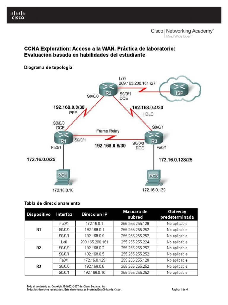 Examen de Habilidades Practicas CCNA 4 R&S v5 | PDF | Enrutador ...