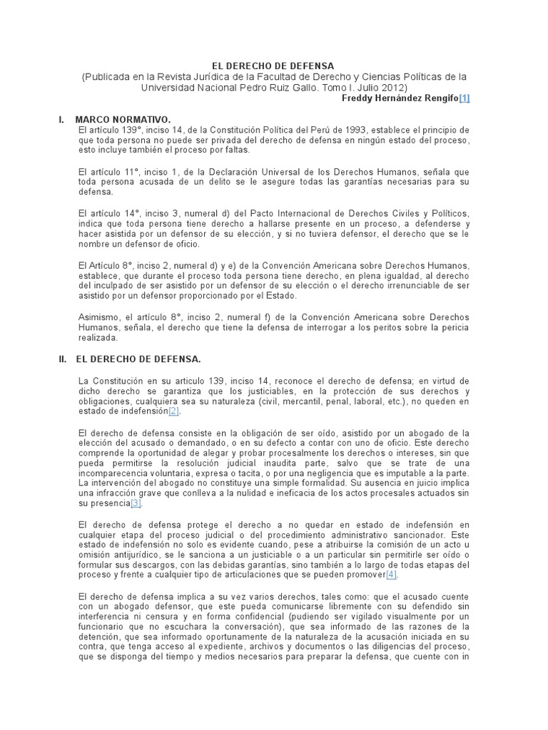 El Derecho de Defensa | PDF | Ley procesal | Jurisdicción