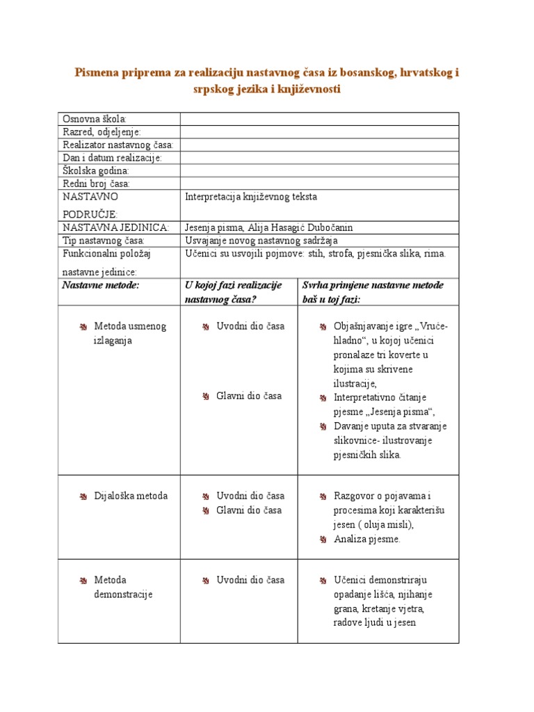 Priprema Jesenja Pisma | PDF