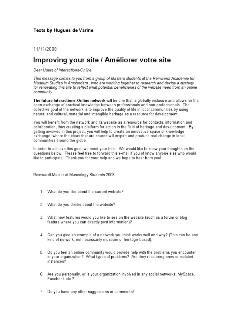 Texts Hugues de Varine | PDF | Tourism | Museum