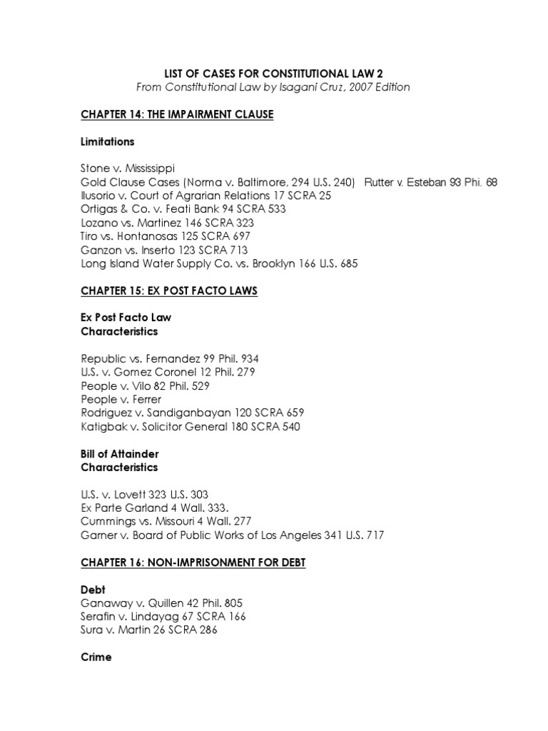 Key Cases in Constitutional Law | PDF | Separation Of Powers | Judiciaries