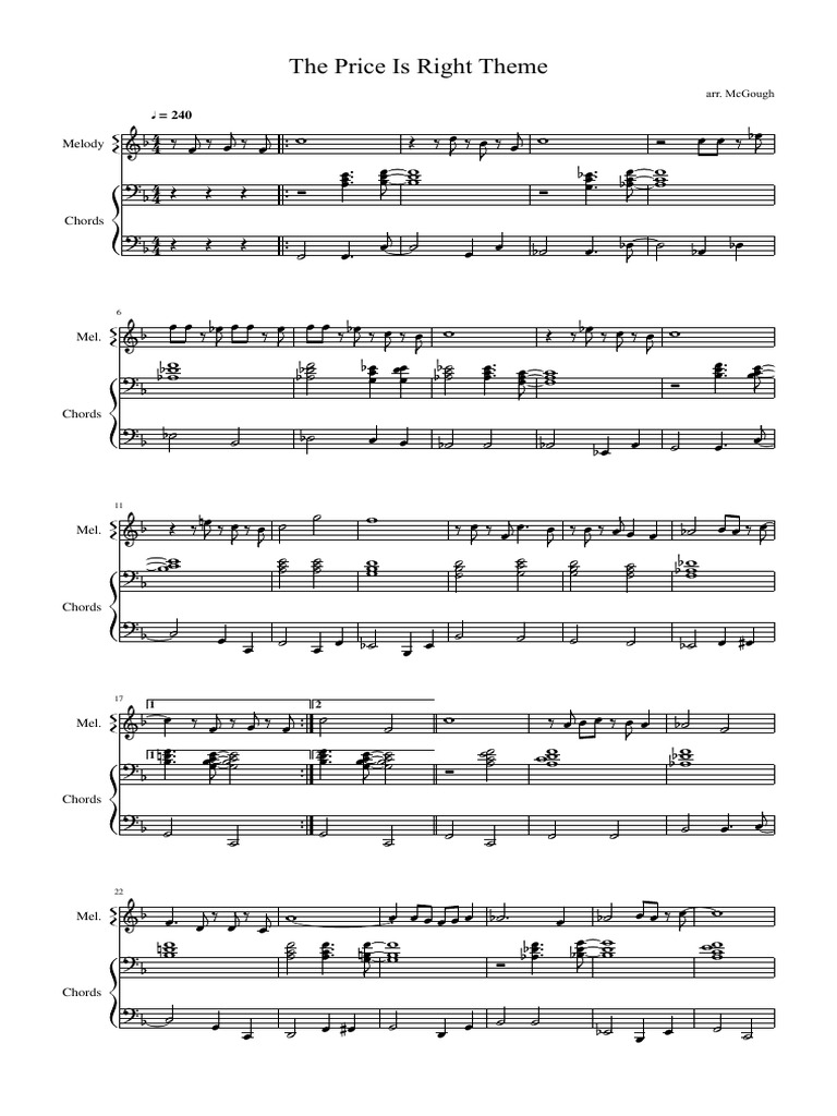 Price Is Right Theme Sheet Music | PDF