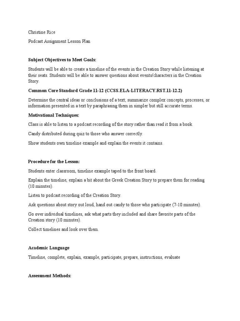 Podcast Lesson Plan | PDF