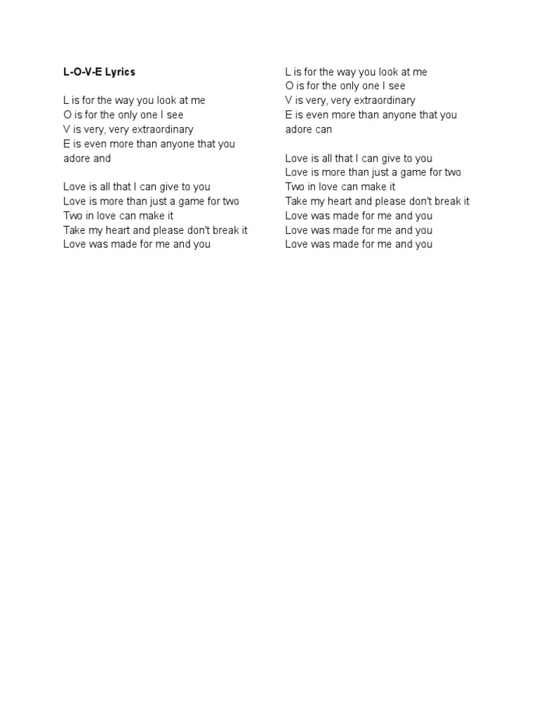 LOVE Lyrics | PDF