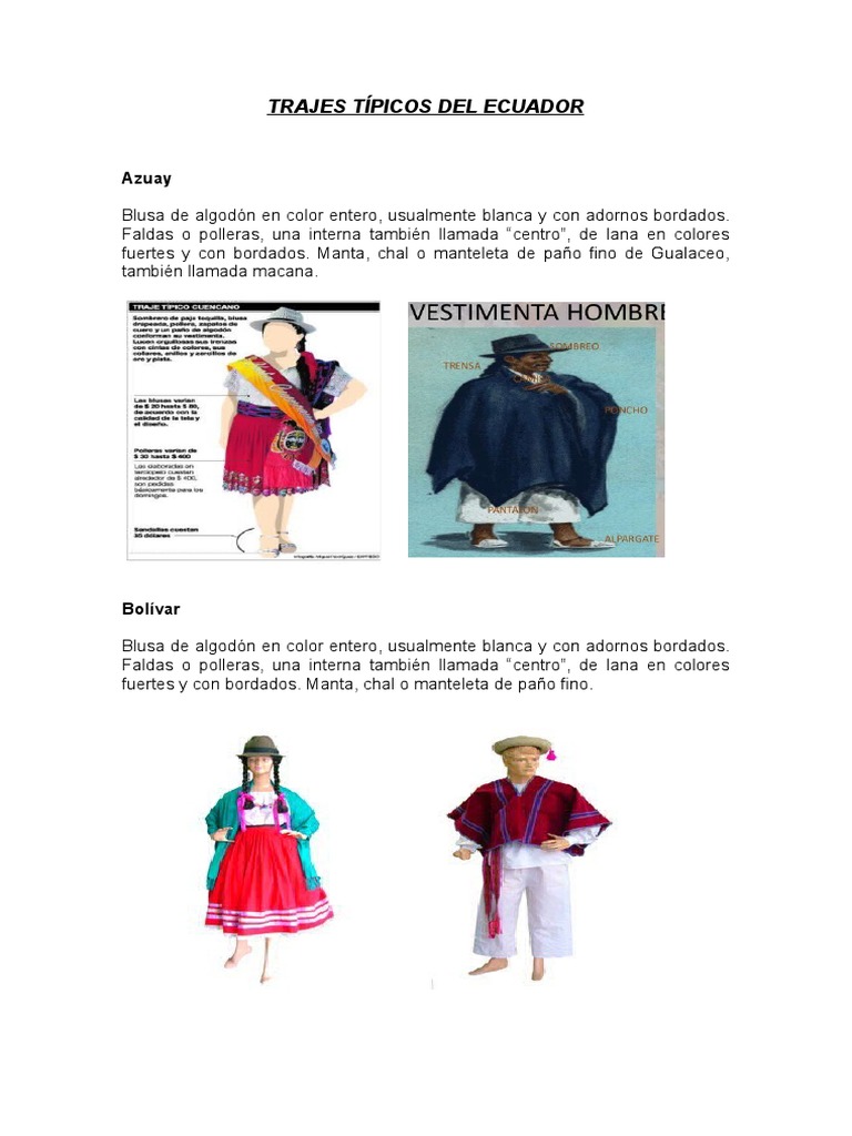Trajes Típicos de Ecuador por Regiones | PDF | Camisa | Ropa