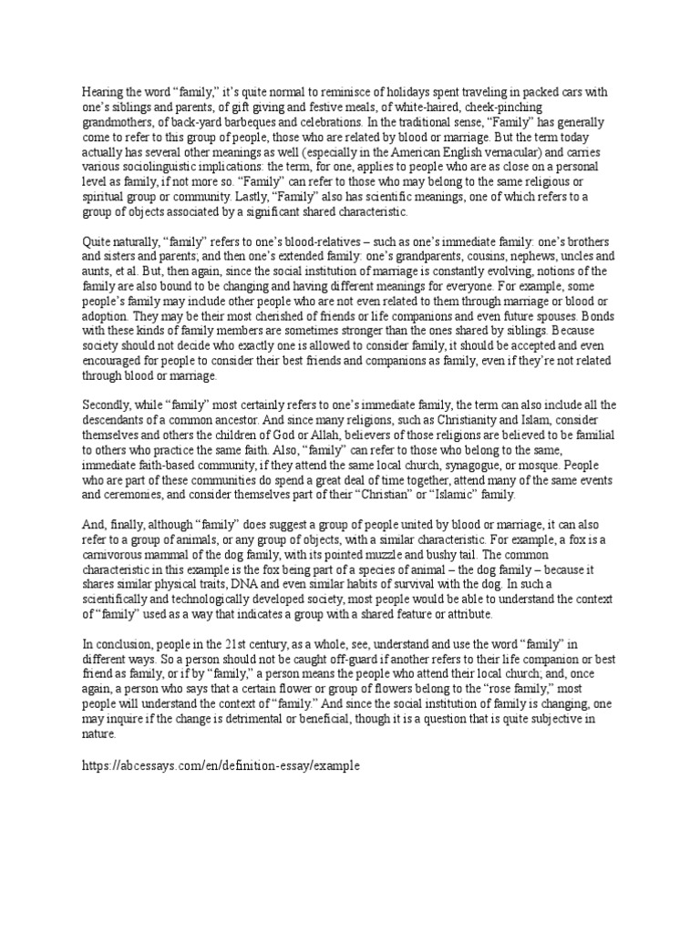 Definition Essay Examples | PDF | Family | Marriage