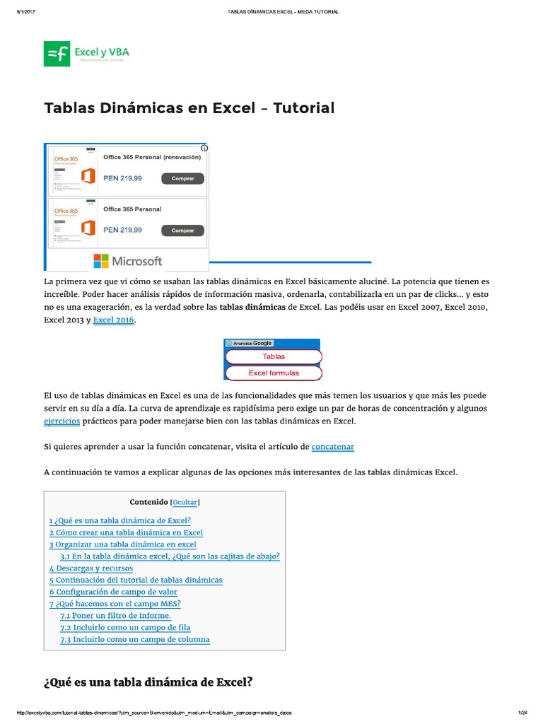 Tablas Dínamicas Excel - Mega Tutorial | PDF
