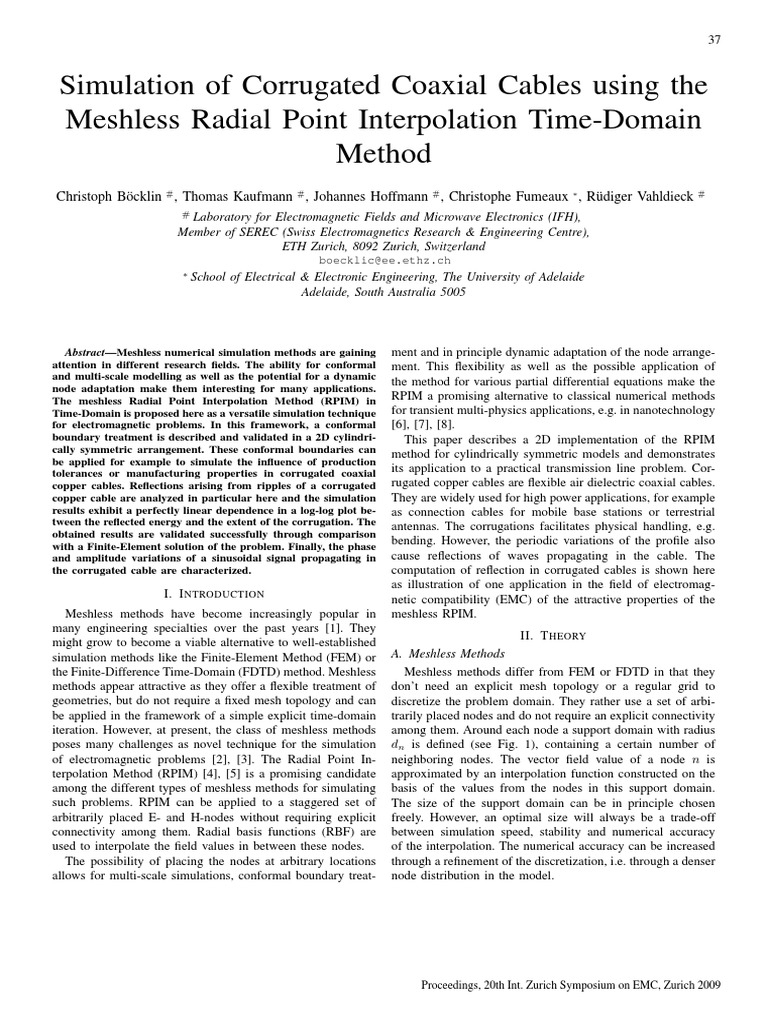 Simulation of Corrugated Coaxial Cables Using The Meshless Radial Point Interpolation Time ...