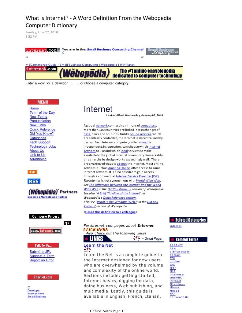 What Is Internet - A Word Definition From The Webopedia Computer ...