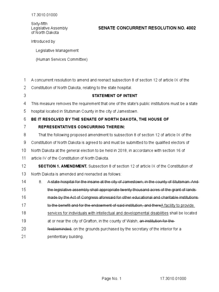 Senate Concurrent Resolution No. 4002: Statement of Intent | PDF