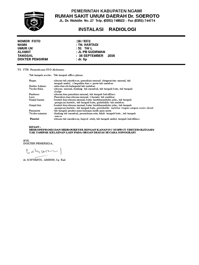 Contoh Bacaan Usg | PDF