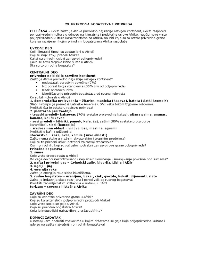Prirodna Bogatstva I Privreda Afrike | PDF