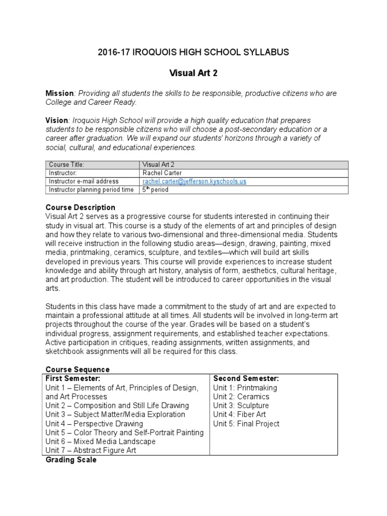Art 2 Syllabus | PDF | Career & Growth | Art