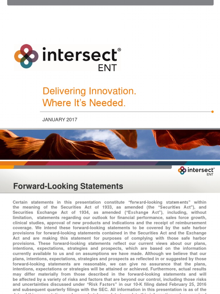 Intersect ENT (XENT) Company Presentation | PDF | Securities Act Of ...