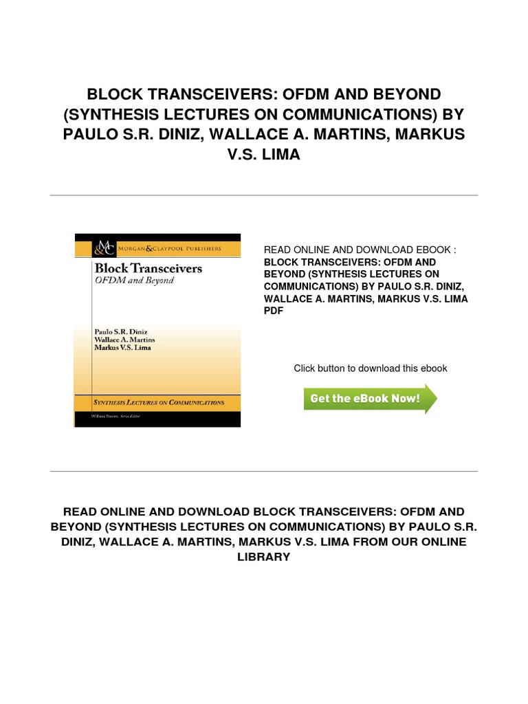 Block Transceivers - Ofdm and Beyond (Synthesis Lectures On ...