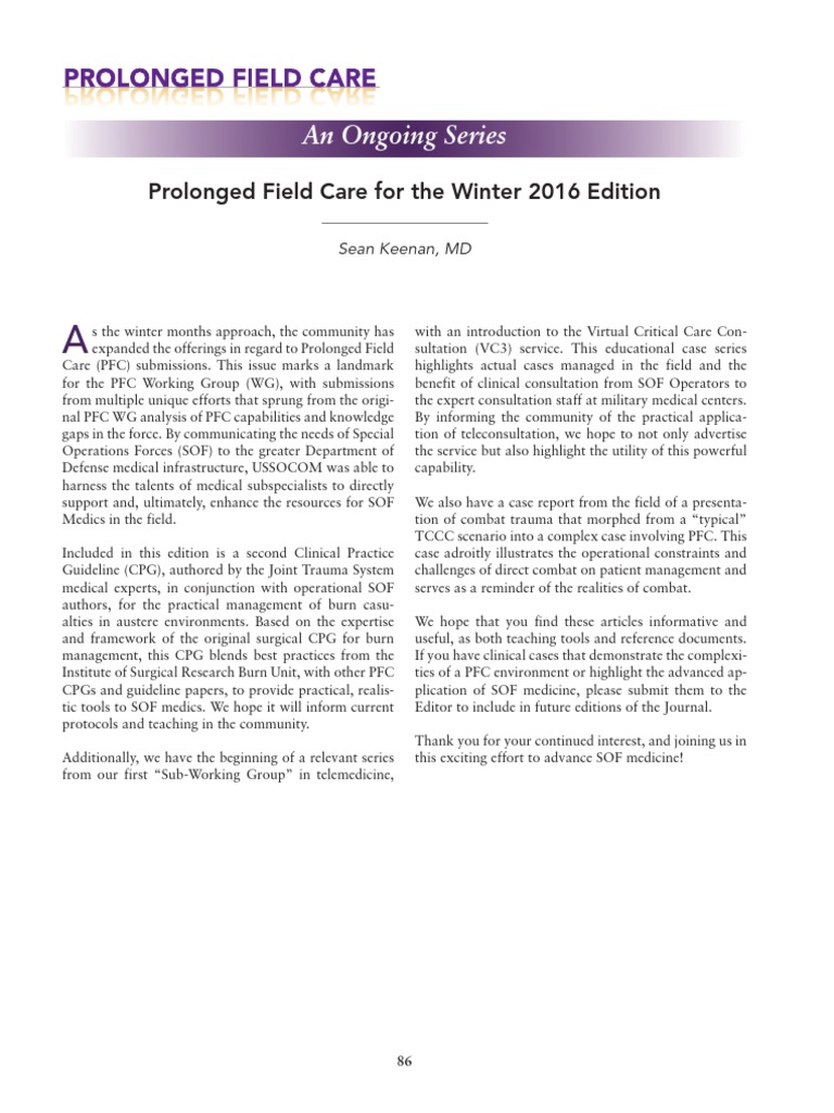 PFC - Keenan - Winter JSOM PDF | PDF | Burn | Intravenous Therapy