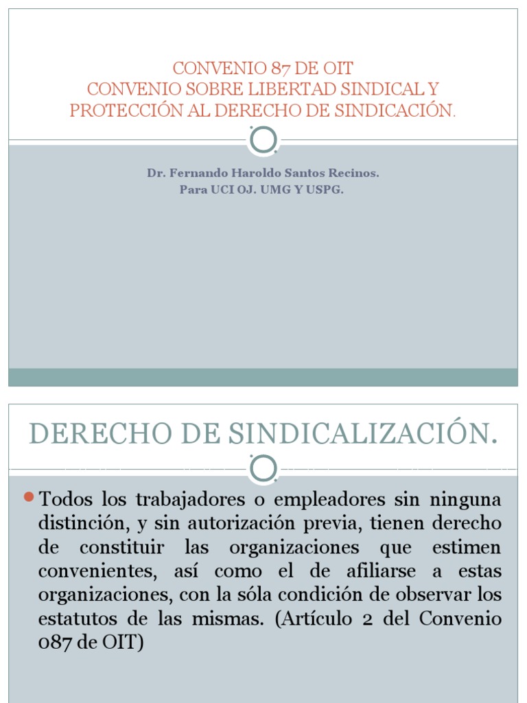 Convenio 87 de Oit | PDF | Sindicato | Organización Internacional del Trabajo