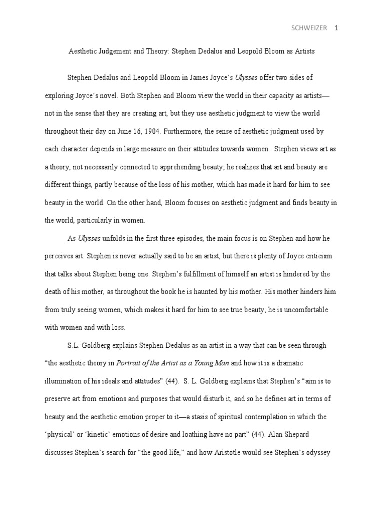 Aesthetic Judgement and Theory - Stephen Dedalus and Leopold Bloom As ...