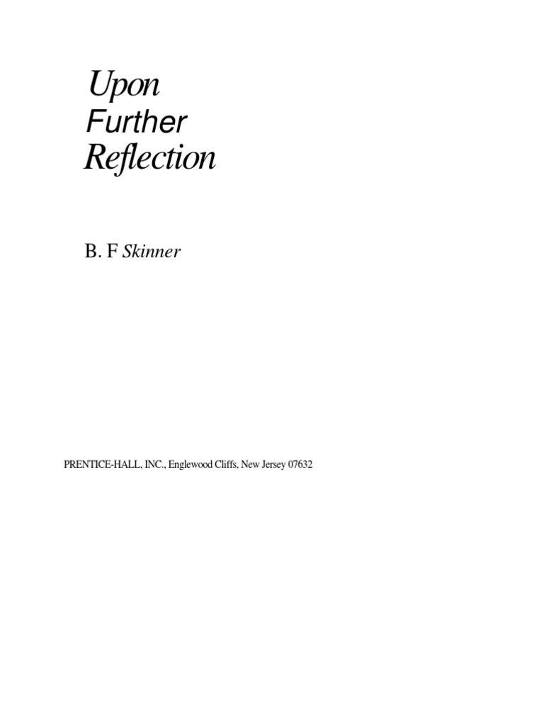 1987 Upon Further Reflection BOOK | PDF | Reinforcement | Natural Selection