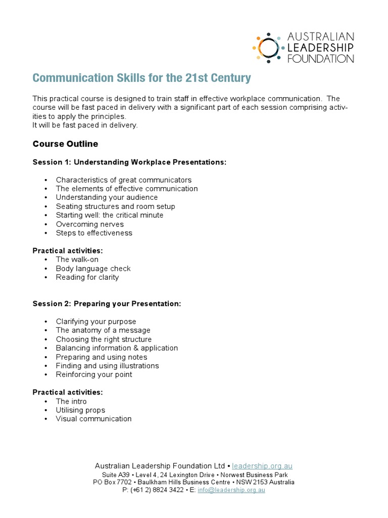 21st Century Communication Skills Training | PDF