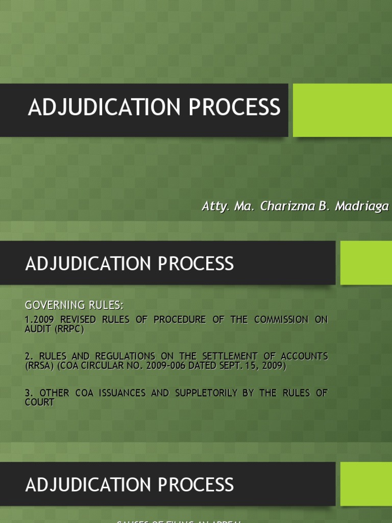 Adjudication Process: Atty. Ma. Charizma B. Madriaga | PDF | Registered ...