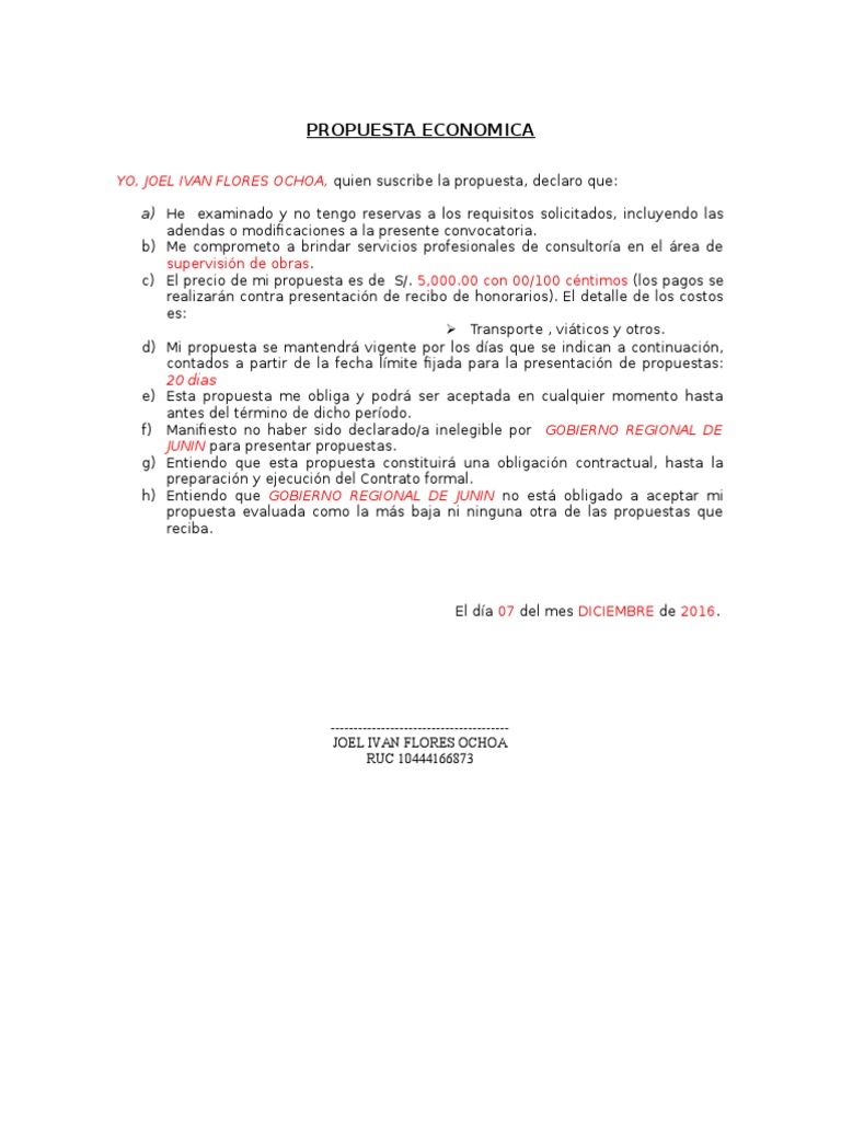 Propuesta Economica | PDF