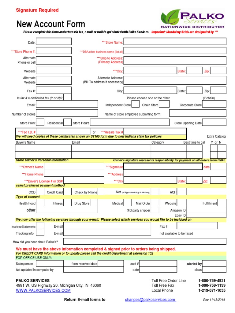 New Account Form: Signature Required | PDF