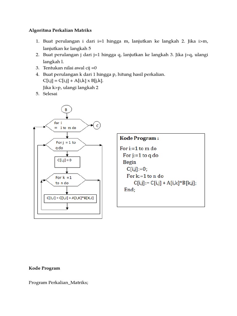 Algoritma Perkalian Matriks | PDF | Metode & Bahan Ajar