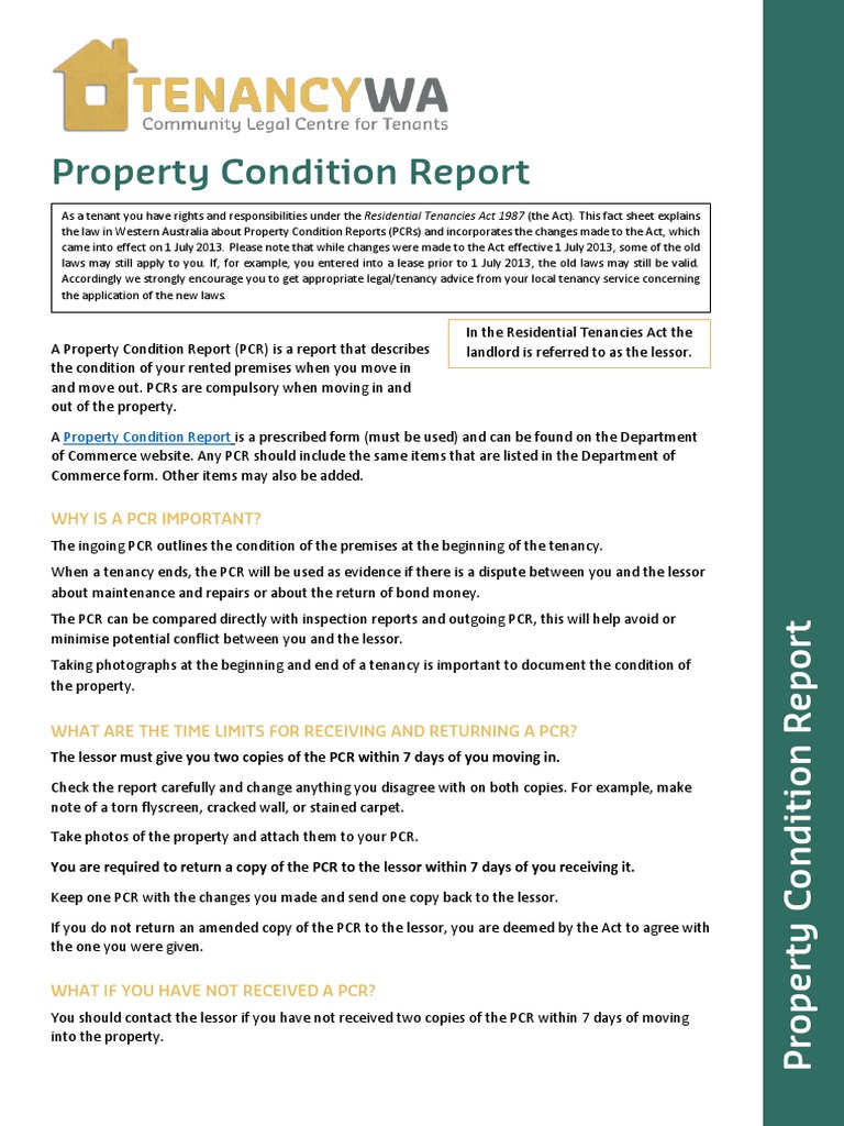 Version 2 June 2016 Property Condition Report | PDF | Lease | Leasehold ...