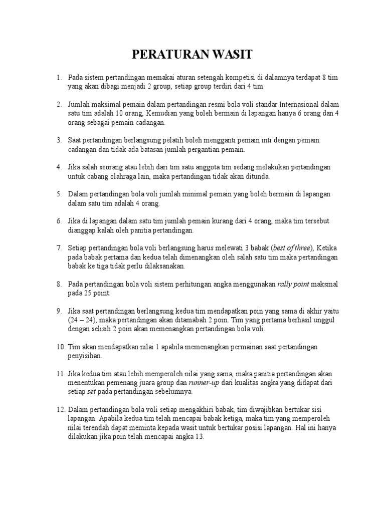 Peraturan Wasit Voli | PDF | Olahraga & Rekreasi
