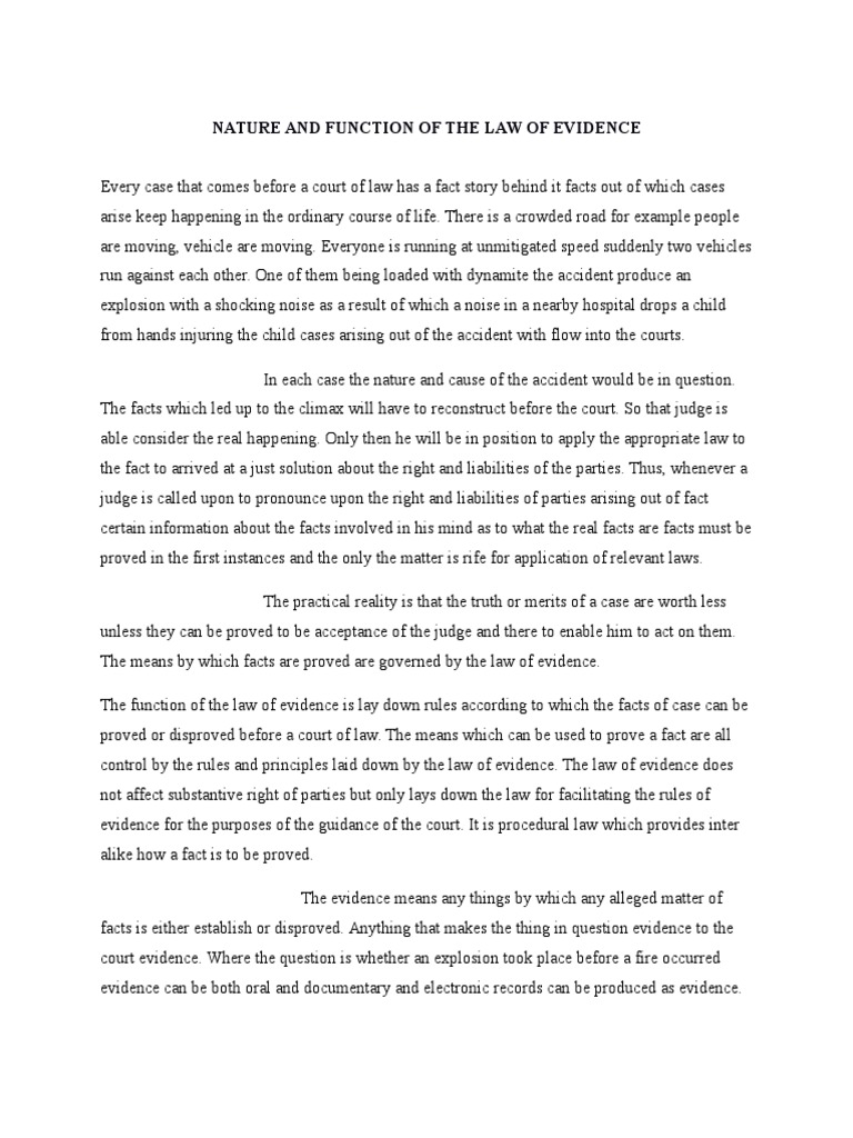 The Law of Evidence Project | PDF | Evidence (Law) | Hearsay