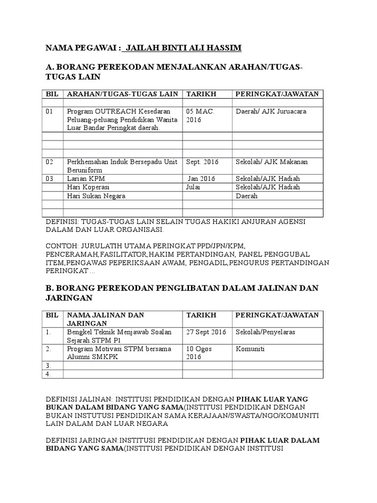 Borang Jaringan J | PDF | Karier & Perkembangan